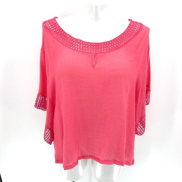MARIA GABRIELLE | Tops | Gorgeous Maria Gabrielle Crochet Accent Melon ...